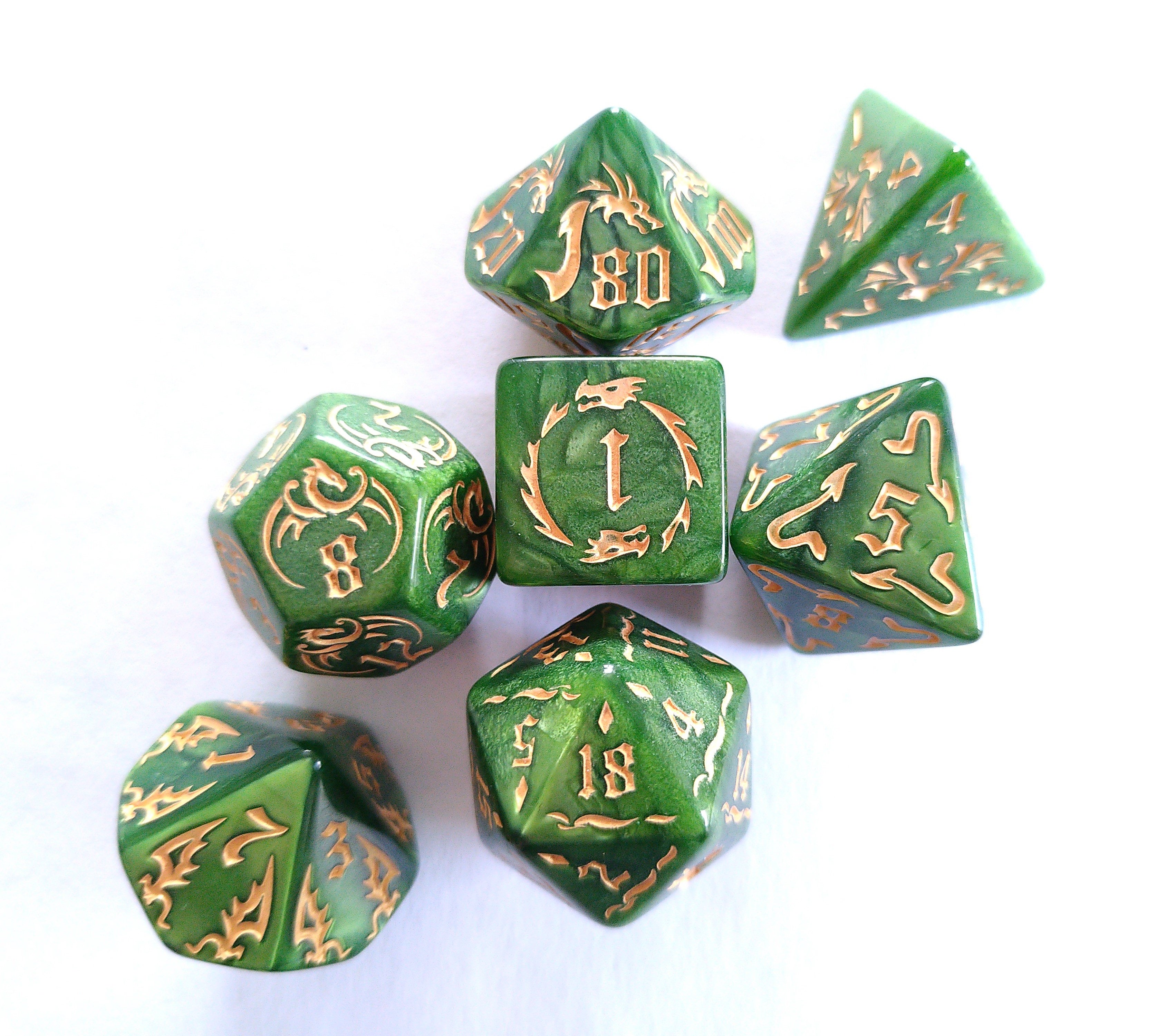 Green Dragon 7-Dice Set – Awesome Dice