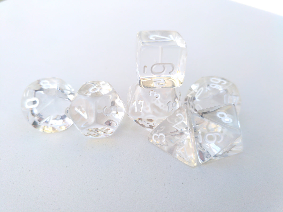 Translucent Clear 7-Dice Set – Awesome Dice